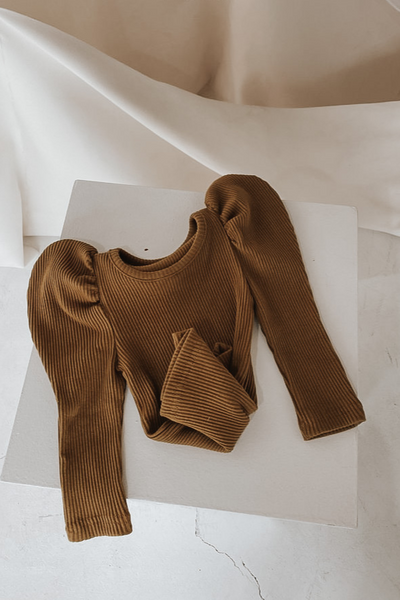 Ribbed Puff Tee Brown | Wylder Shop